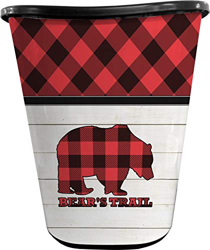 RNK Shops Lumberjack Plaid Waste Basket - Single Sided (Black) (Personalized)