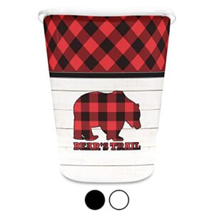 RNK Shops Lumberjack Plaid Waste Basket - Single Sided (Black) (Personalized)