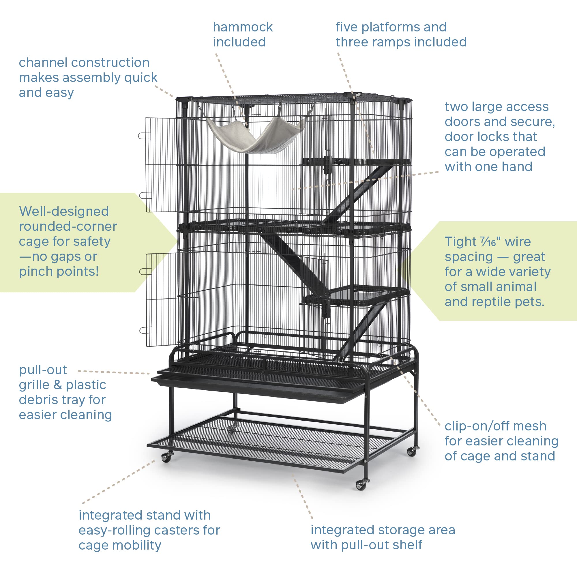 Prevue Pet Products 484 Deluxe Critter Cage, Dark Gray