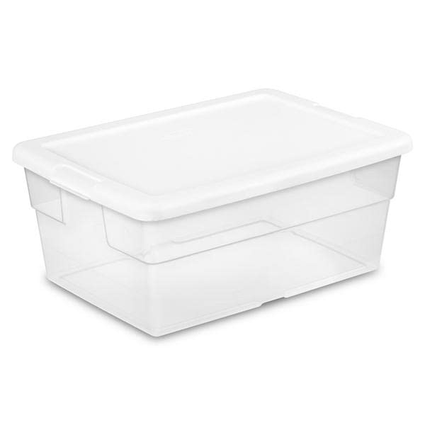 Sterilite 16428012 Storage Box With White Lid, 16 Qt (Pack of 12)