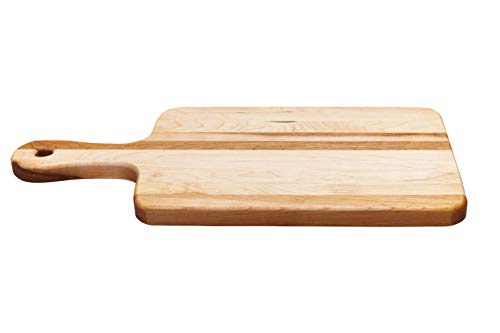 Labell Wood Cutting Boards - Medium Canadian Maple Chopping Board with Handle for Meats, Vegetables, Fruits, and Cheeses - Paddle Board Perfect for Carving, Serving, and Charcuterie (8" x 16" x 0.75")