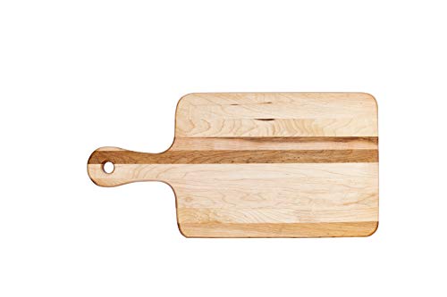 Labell Wood Cutting Boards - Medium Canadian Maple Chopping Board with Handle for Meats, Vegetables, Fruits, and Cheeses - Paddle Board Perfect for Carving, Serving, and Charcuterie (8" x 16" x 0.75")