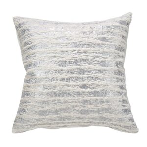 saro lifestyle collection faux fur with brushed metallic foil print pillow, 18", silver