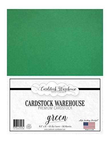 Green Cardstock Paper - 8.5 x 11 inch - 65 lb. - 50 Sheets 100% Recycled Cover from Cardstock Warehouse