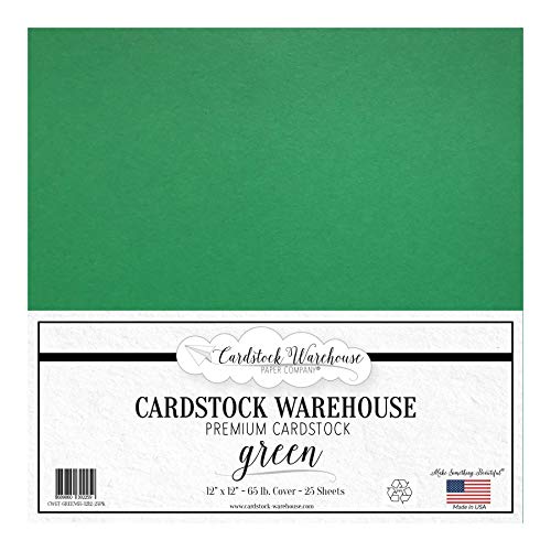 Green Cardstock Paper - 12 x 12 inch - 65 lb. - 25 Sheets 100% Recycled Cover from Cardstock Warehouse