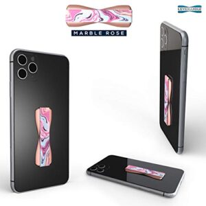 Universal Phone Grip for Most Smartphones, Mini Tablets and Cases, Marble Rose Design Colored Elastic Strap with Mauve Rose Base, LH-01-MarbleRose