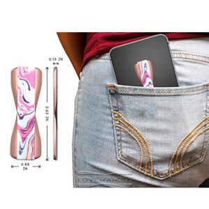 Universal Phone Grip for Most Smartphones, Mini Tablets and Cases, Marble Rose Design Colored Elastic Strap with Mauve Rose Base, LH-01-MarbleRose