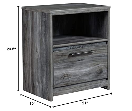 Signature Design by Ashley Baystorm Nightstand, Smoky Gray, 21.0 in x 15.0 in x 24.5 in