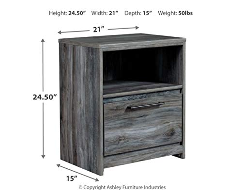 Signature Design by Ashley Baystorm Nightstand, Smoky Gray, 21.0 in x 15.0 in x 24.5 in