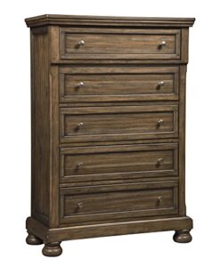 signature design by ashley flynnter traditional 5 drawer chest, medium brown