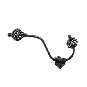 Renovators Supply Manufacturing Black Wrought Iron Wall Double Hooks Decorative Birdcage Style 8" Rust Resistant Wall Mount Dual Hooks for Coat, Robe or Hat Holder Hanger with Hardware Pack of 2