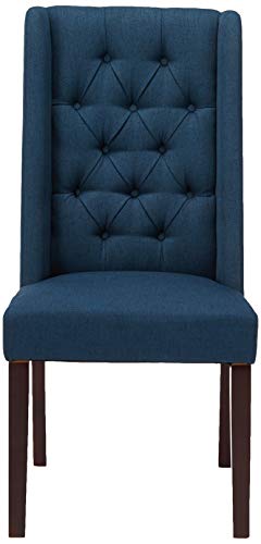 Christopher Knight Home Blythe Tufted Fabric Dining Chairs (, 2-Pcs Set - Navy Blue / Brown