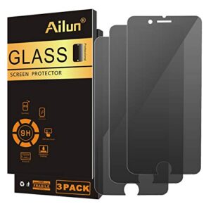 ailun screen protector for iphone 8 plus 7 plus privacy anti glare 3pack anti spy private tempered glass [black]