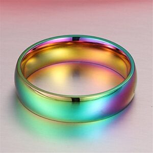 nongkhai shop hematite titanium steel rainbow colorful rings engagement wedding band jewelry (ุ6)