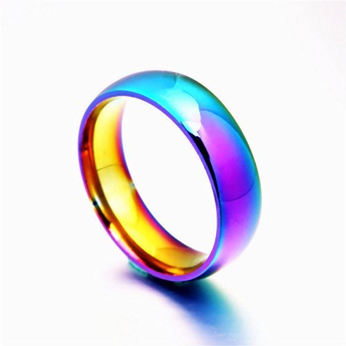 Nongkhai shop Hematite Titanium Steel Rainbow Colorful Rings Engagement Wedding Band Jewelry (ุ6)