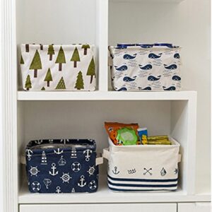 Lannu Nautical Fabric Storage Baskets Bins Cloth Collapsible Organizers Box Beach Anchor Nursery Toys Basket Shelves & Desks Pack 3