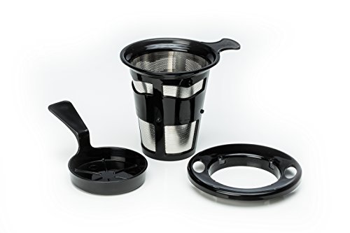 Java Concepts Pour Over Filter and 2 Double-Wall Glass, Black with 2 Mugs