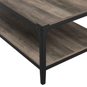 Walker Edison Declan Urban Industrial Angle Iron and Wood Coffee Table, 46 inch, Grey Wash