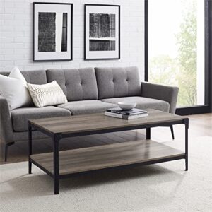 Walker Edison Declan Urban Industrial Angle Iron and Wood Coffee Table, 46 inch, Grey Wash