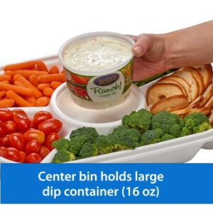 Divided Serving Tray With Lid - Includes 6 Compartments for Party Platter, Snackle Box Container, Fruit Tray, Veggie Tray, Chip and Dip Bowl, Appetizers, Desserts, Snacks & More (by Buddeez)