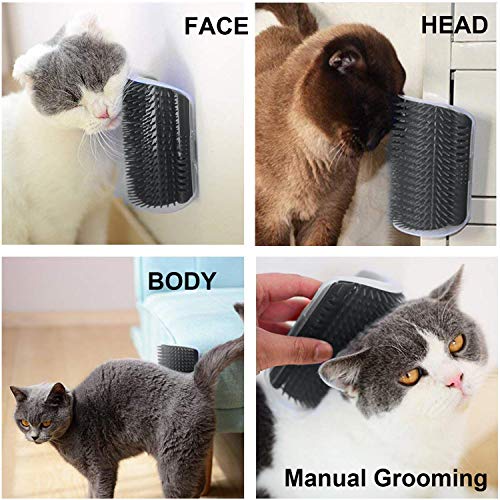 3.0 Softer Cat Self Groomer with Catnip, Dog Cat Corner Groomer,Wall Corner Scratcher Comb,Grooming Massage Brush, Perfect Scratch Massager Tool for Long & Short Fur Kitten/Puppy