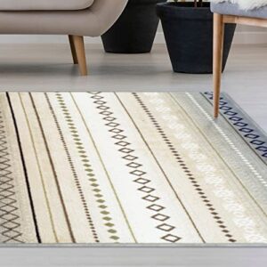 SUPERIOR Area Rugs for Bedroom, Farmhouse, Kitchen, Entryway, Laundry Room | Living Room Decor | Delgado Collection, 4' x 6', Beige