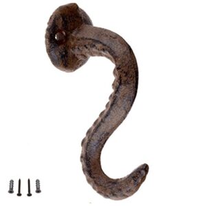 brown cast iron octopus tentacle metal wall hook with hanging hardware bathroom wall towel hook nautical theme coat hooks