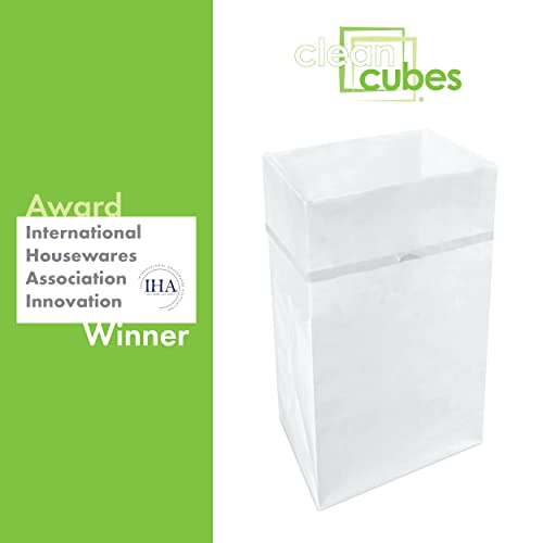 Clean Cubes 30 Gallon Trash Cans & Recycle Bins for Sanitary Garbage Disposal. Disposable Containers for Parties, Events, Recycling, and More. 3 Pack (White)