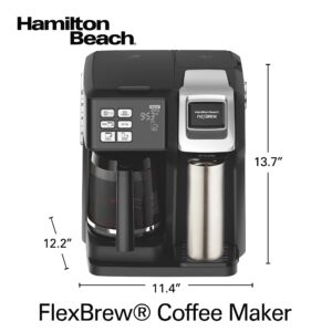 Hamilton Beach FlexBrew Trio 2-Way Coffee Maker, Compatible with K-Cup Pods or Grounds, Single Serve & Full 12c Pot, Permanent Gold-Tone Filter, Black & Silver