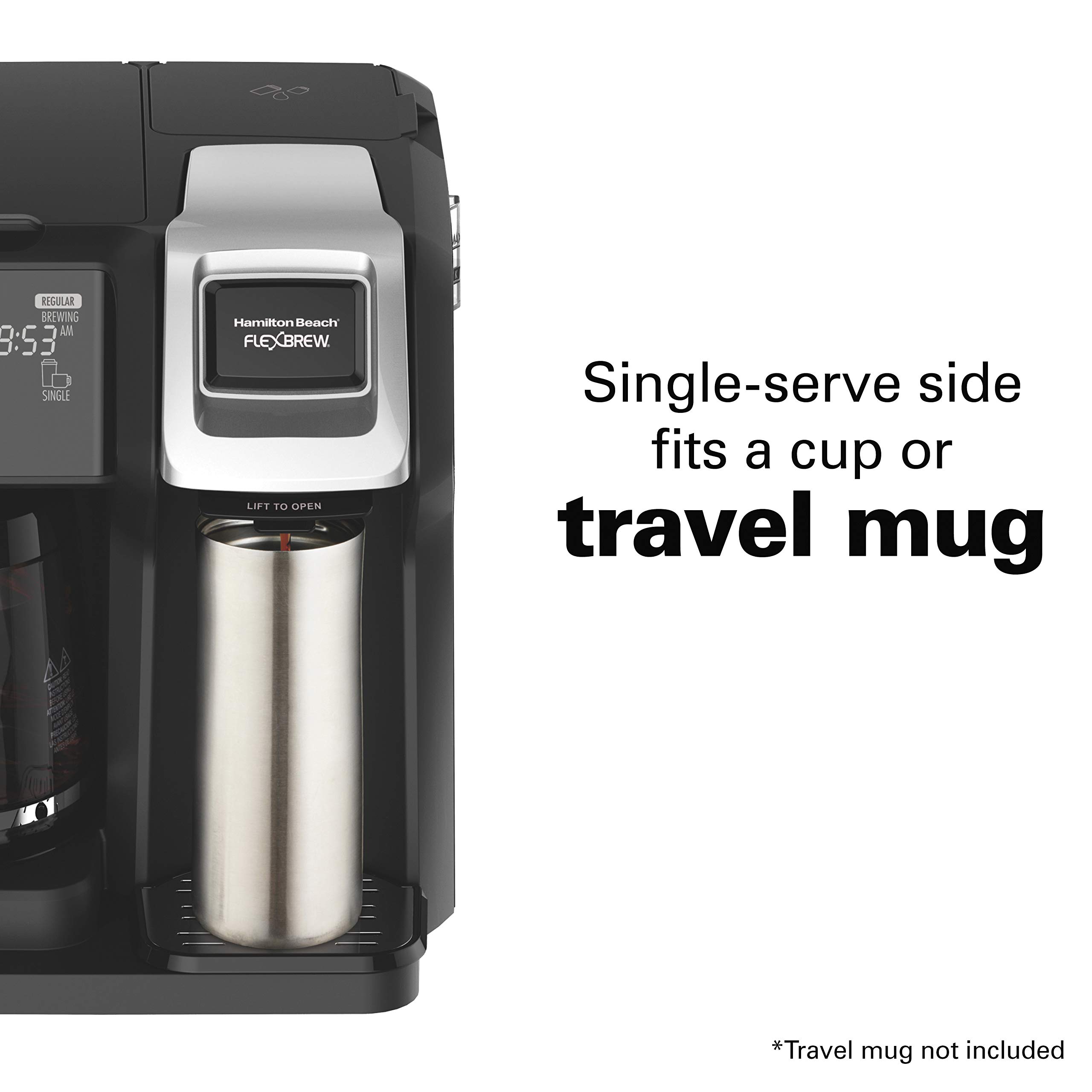 Hamilton Beach FlexBrew Trio 2-Way Coffee Maker, Compatible with K-Cup Pods or Grounds, Single Serve & Full 12c Pot, Permanent Gold-Tone Filter, Black & Silver