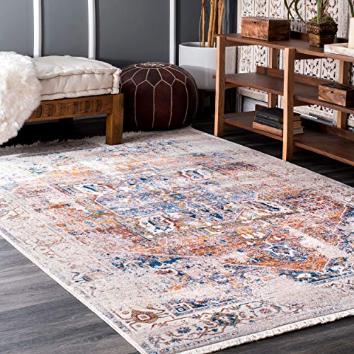 nuLOOM Harriet Vintage Medallion Fringe Area Rug, 3' x 5', Ivory