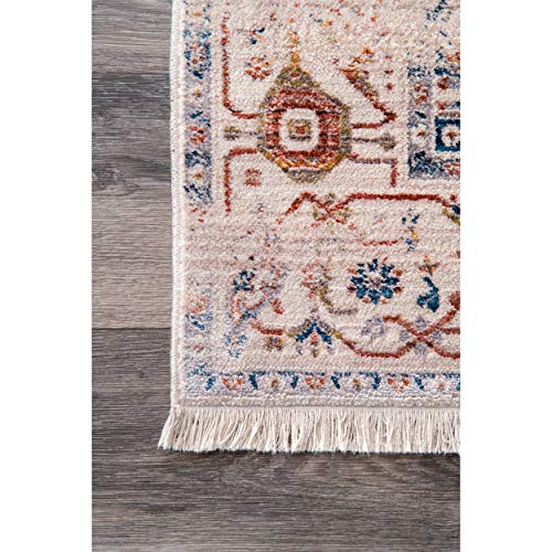 nuLOOM Harriet Vintage Medallion Fringe Area Rug, 3' x 5', Ivory