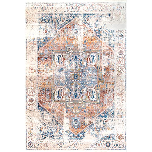 nuLOOM Harriet Vintage Medallion Fringe Area Rug, 3' x 5', Ivory