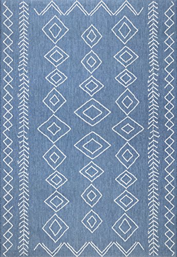 nuLOOM Sierra Moroccan Diamond Outdoor Area Rug, 6' 3" x 9' 2", Blue