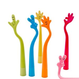 funny live bendable ballpoint pen bending hand gesture ballpoint pen free to bend cute cartoon silicone gesture ballpoint pen,0.7mm black ink,6 pcs/set