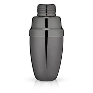 viski gunmetal heavyweight cocktail shaker, stainless steel drink mixer, with bar strainer, professional shaker for martini and margarita, gunmetal polished finish, 16.5 oz