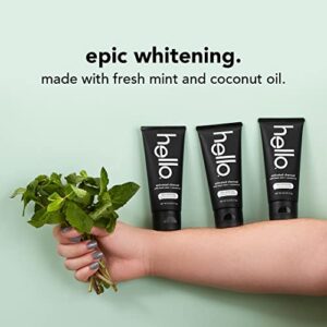 hello Activated Charcoal Epic Teeth Whitening Fluoride Free Toothpaste, Fresh Mint and Coconut Oil, Vegan, SLS Free, Gluten Free and Peroxide Free, 4 Ounce (Pack of 4)