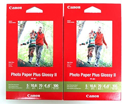 Canon 4x6'' Photo Paper Plus Glossy II 1432C006 (2 Pack, 200 Sheets)