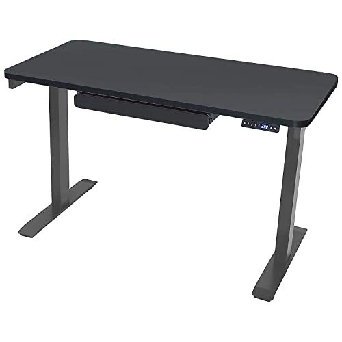 Motionwise Electric Standing Desk, 24”x48 Home Office Series, 28"-48" with Quickly Program up to 4 pre-Set Height adjustments and USB Charge Port, Black Top with light Grey frame