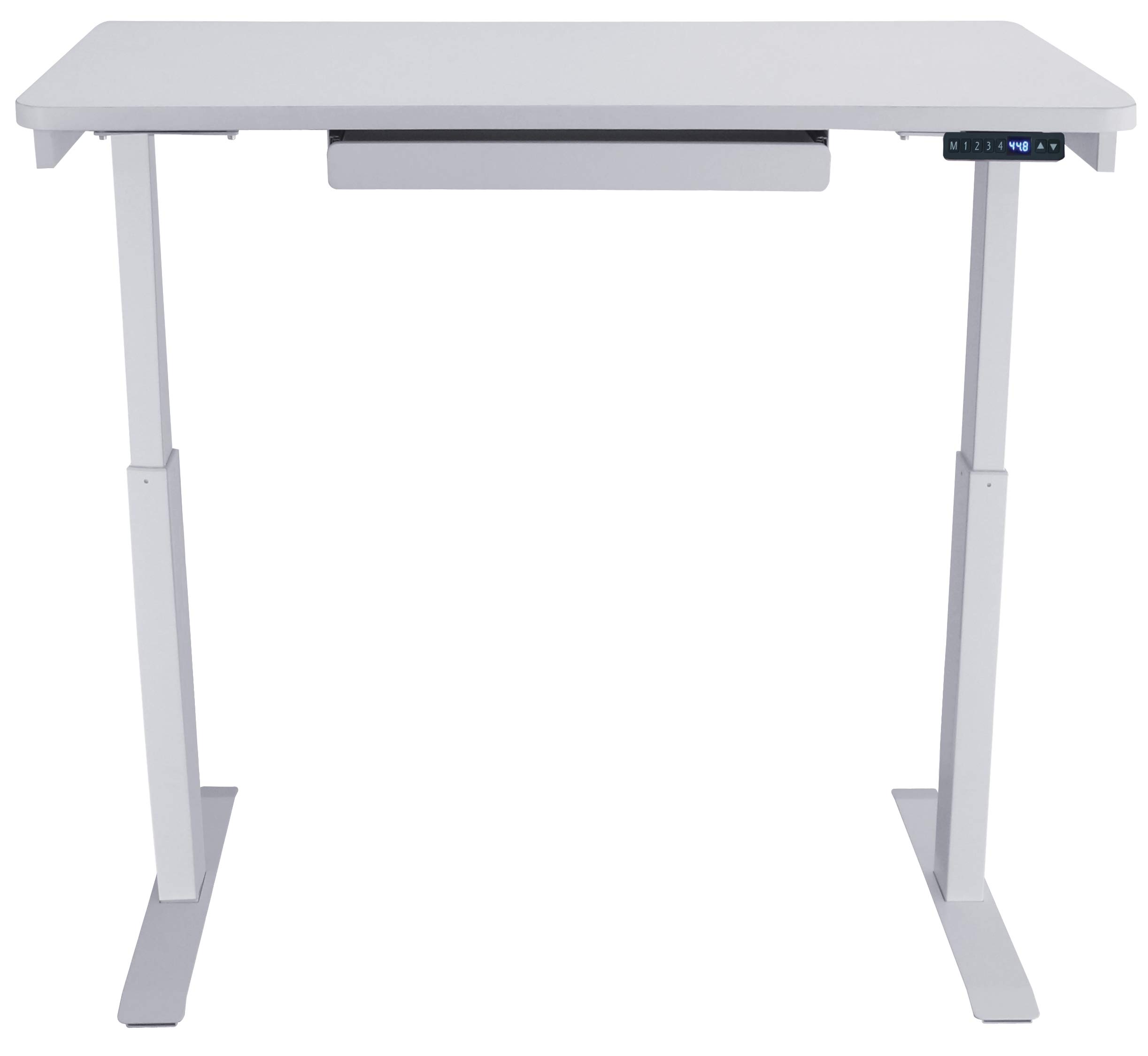 Motionwise Electric Standing Desk, 24”x48 Home Office Series, 28"-48" with Quickly Program up to 4 pre-Set Height adjustments and USB Charge Port, White Frame