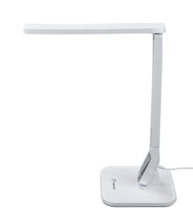 fugetek led desk office lamp, stylish, 5-level brightness, 530 lumen, 7w, dimmable, touch control panel, 1-hour auto timer, official philips enabled licensing program member, (white)