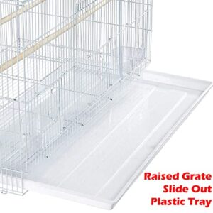 Case of 6 Aviary Canary Budgie Breeding Finch Parakeet Flight Bird Cage with Center Divider 24" x 16" x 16"H (White, with Center Divider)