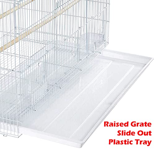 Case of 6 Aviary Canary Budgie Breeding Finch Parakeet Flight Bird Cage with Center Divider 24" x 16" x 16"H (White, with Center Divider)