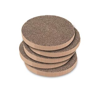 best pet supplies scratch and spin cat scratcher replacement pads for active play, natural recycled corrugated cardboard, supports pet behaviors, relieves stress - 5 count