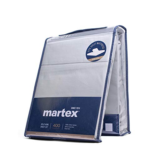 Martex Split King Sheet Set for Mattresses with Adjustable Bases, Quiet Gray, 5 Piece