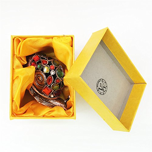 Waltz&F Bronze snail Figurine Collectible Hinged Trinket Box Bejeweled Hand-painted Ring Holder