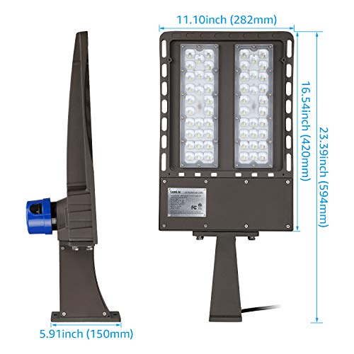 LEONLITE Wall Mounted LED Parking Lot Light, 150W(450W Eqv.) Dusk to Dawn Commercial Shoebox Lights, IP65 Street Lighting Fixture, 5000K Daylight