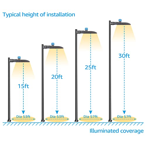 LEONLITE 150W LED Parking Lot Light with Adjustable Slip Fitter, 20250LM 100-277V Commercial Shoebox Lights, Dimmable Dusk to Dawn Photocell Area Lighting, IP65 Street Pole Light, 5000K, UL Listed