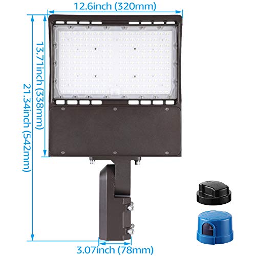 LEONLITE 150W LED Parking Lot Light with Adjustable Slip Fitter, 20250LM 100-277V Commercial Shoebox Lights, Dimmable Dusk to Dawn Photocell Area Lighting, IP65 Street Pole Light, 5000K, UL Listed