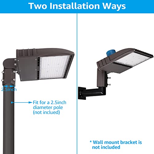 LEONLITE 150W LED Parking Lot Light with Adjustable Slip Fitter, 20250LM 100-277V Commercial Shoebox Lights, Dimmable Dusk to Dawn Photocell Area Lighting, IP65 Street Pole Light, 5000K, UL Listed